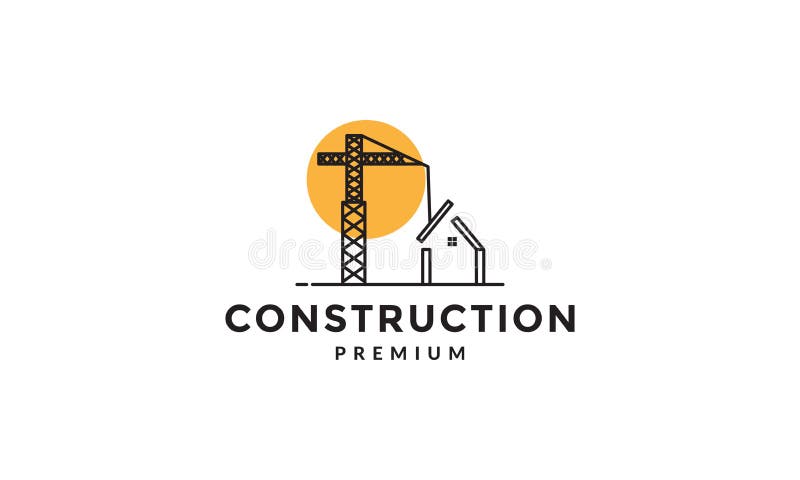 Construction Crane with Home Lines Logo Vector Symbol Icon Design ...