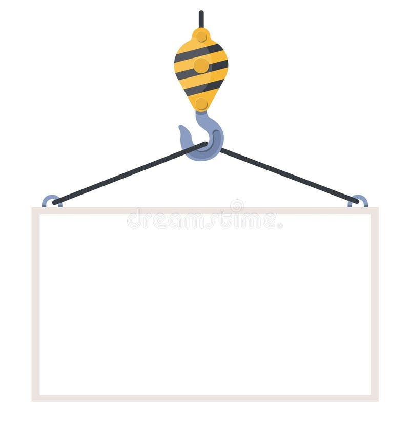Construction Crane Hook with Large Banner. Container Lifting. Express ...
