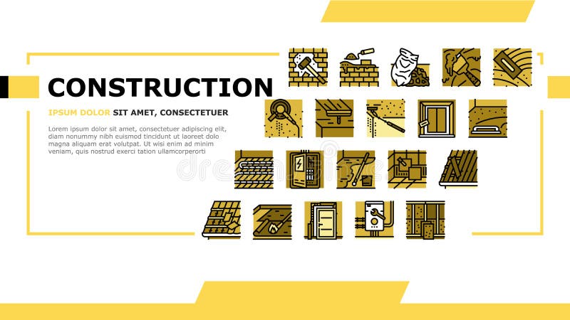 Construction Crane House Work Landing Header Vector Stock Illustration ...