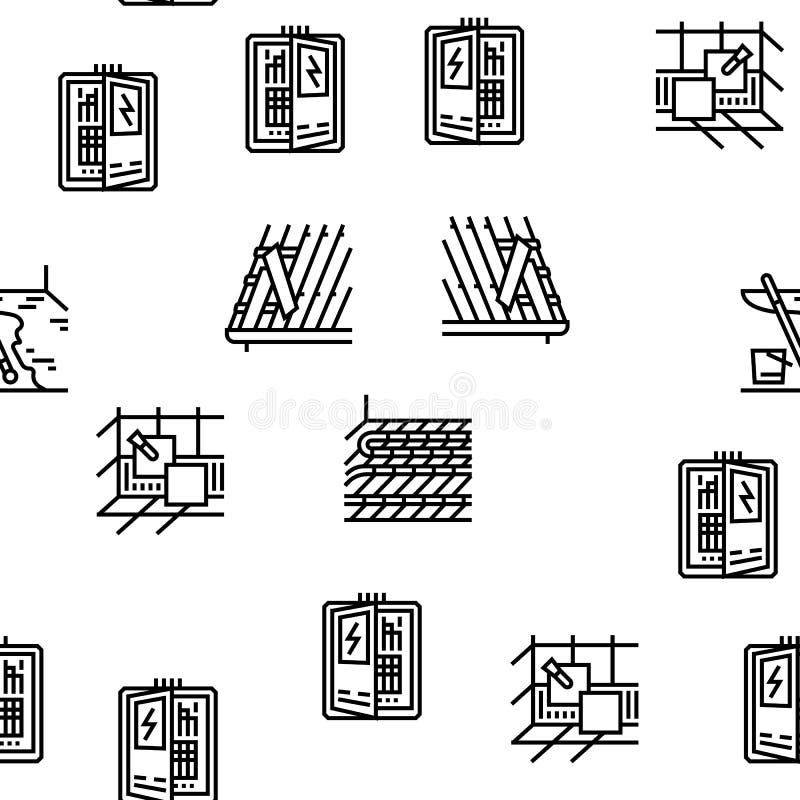 Construction Crane House Work Icons Set Vector Stock Vector - Illustration of truck, worker ...