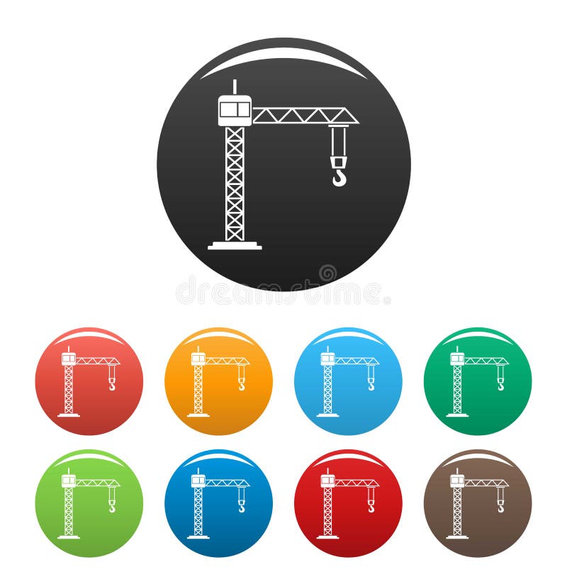 Construction Crane Icons Set Color Stock Vector - Illustration of ...