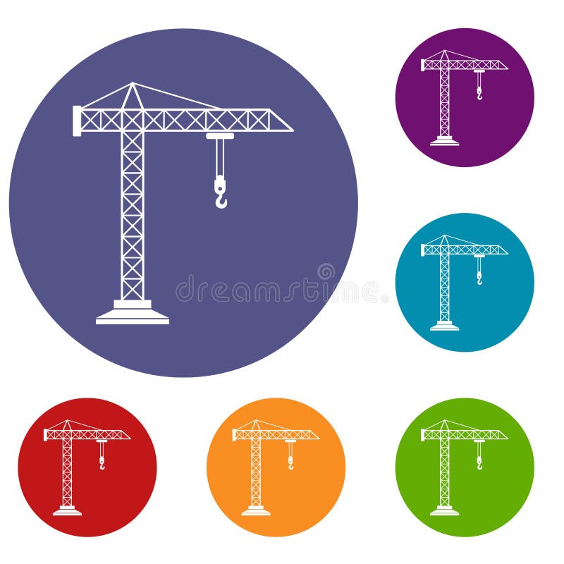Construction Crane Icons Set Stock Vector - Illustration of industry ...