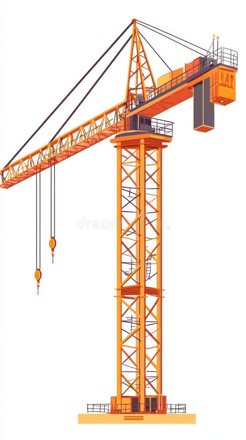 Construction Crane Isolated on White Background. Heavy Machinery. Tower Crane. Tall Crane ...