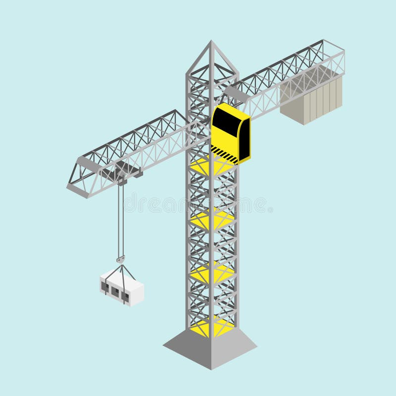 Construction Crane Icon, Isometric Style Stock Vector - Illustration of ...