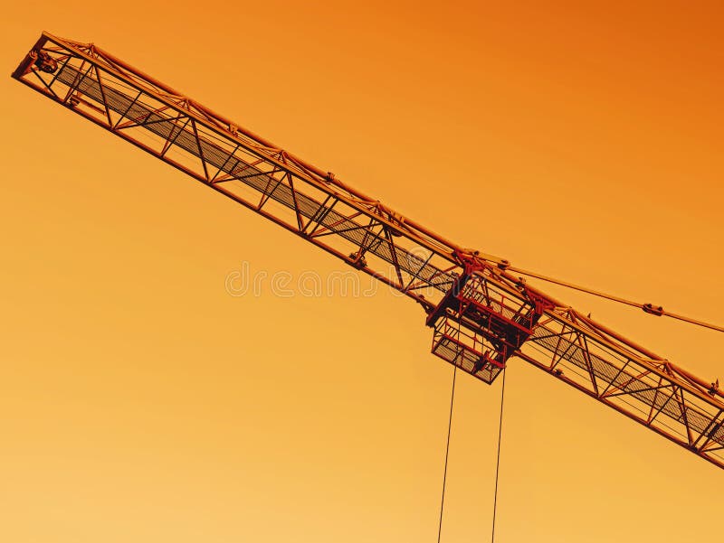 Construction Crane Jib, Sunset Stock Image - Image of crane ...