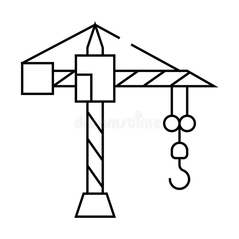 Construction Crane Line Icon Vector Isolated Illustration Stock ...