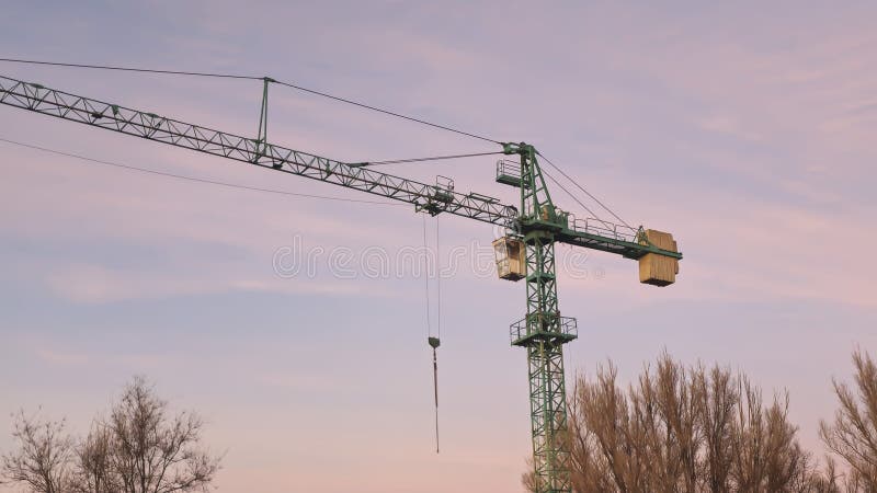 Construction Crane Long Boom Against Background Light Sky Stock Photos ...
