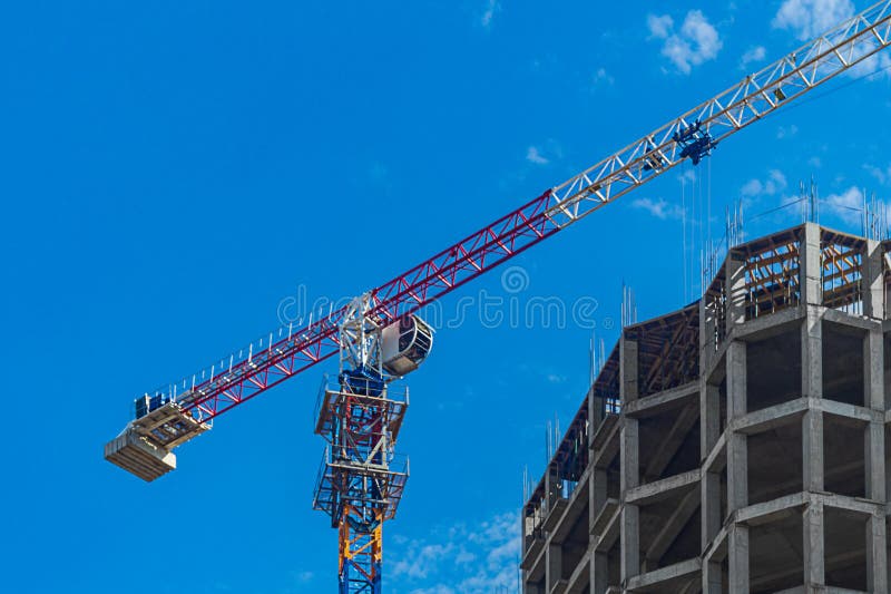Construction Crane, Multi-story Building Under Construction in Process ...