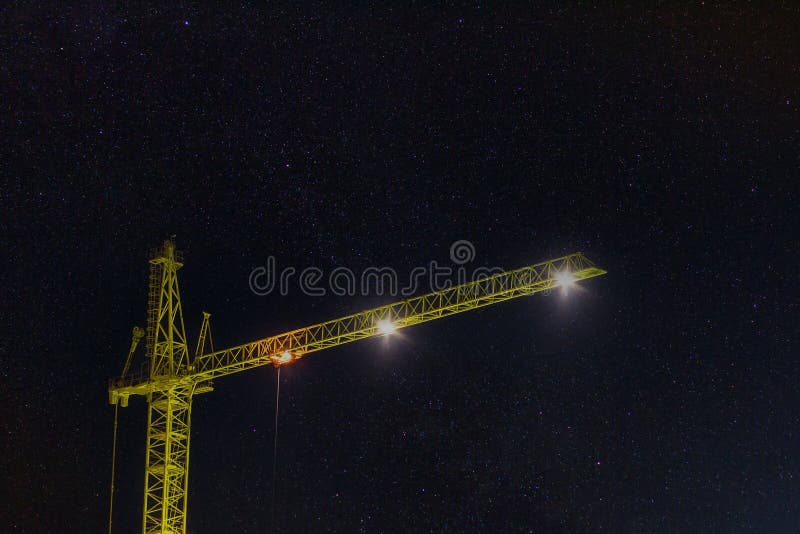 Construction Crane at Night Stock Image - Image of industrial, moon ...