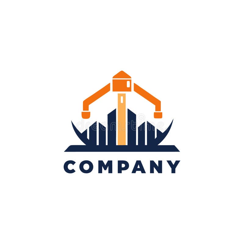 Construction Crane Over Buildings Logo Vector Illustration Concept ...