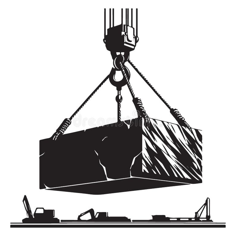 Construction Crane Silhouette Vector Illustration Art Lifting Heavy Object Stock Vector ...