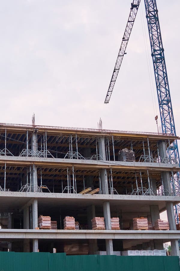Construction Crane on Site, Early Stage of Construction. Construction ...