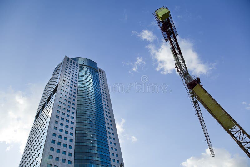 Skyscraper & Crane stock photo. Image of blue, development - 30034328