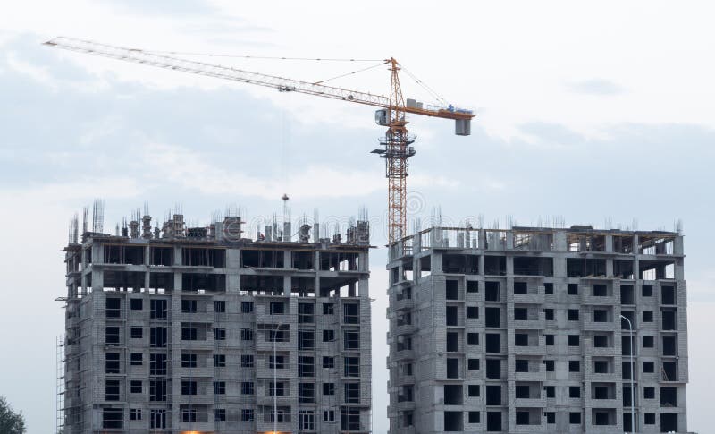 Construction Crane at Sunset Stock Photo - Image of construction, steel ...