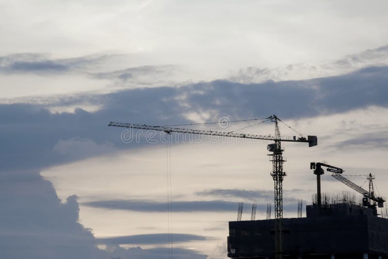 Crane in sunset stock image. Image of construction, panorama - 11701767