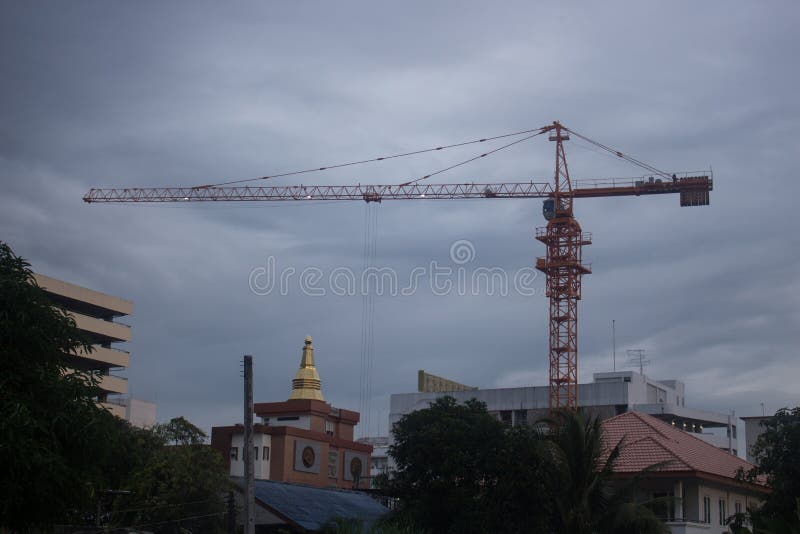 The Construction Crane on Sunset,Thailand Stock Image - Image of modern ...