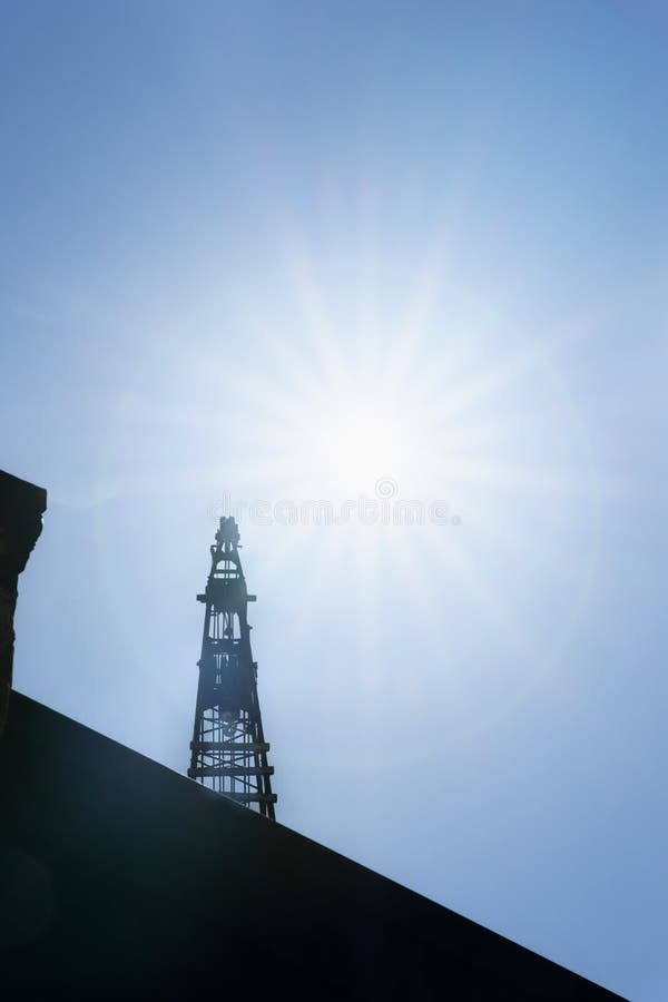 Construction Crane Topped by Sun Star-burst Stock Photo - Image of ...