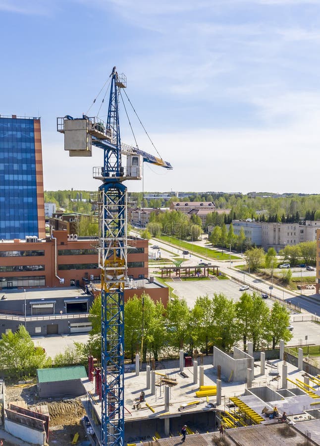 Construction Crane, View from the Level of the Crane Cabin Stock Image ...