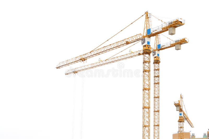 Construction Crane on White Background. Stock Image - Image of steel ...
