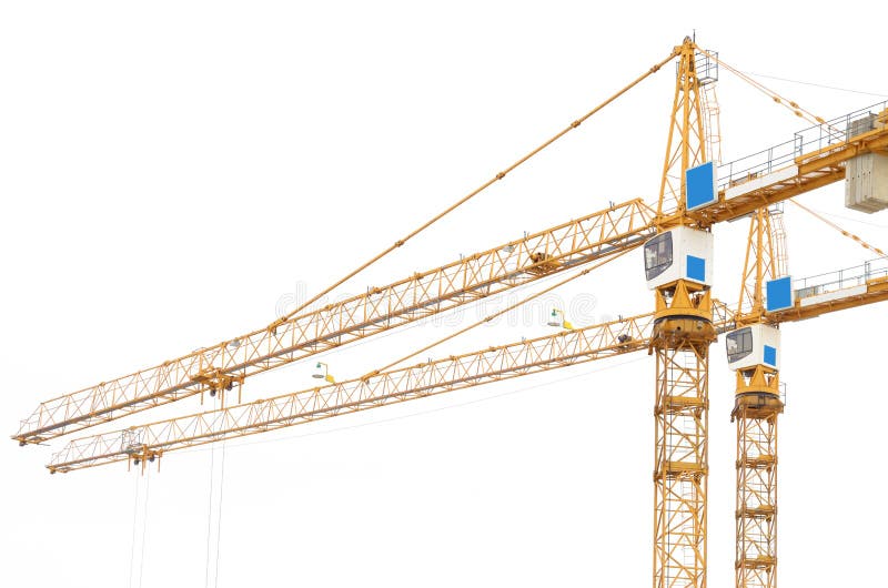 Construction Crane on White Background. Stock Image - Image of large ...