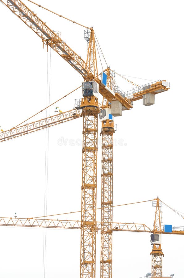 Construction Crane on White Background. Stock Image - Image of large ...