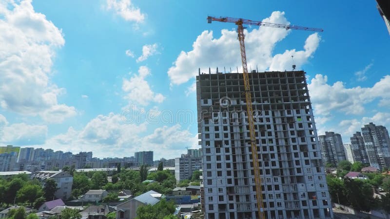 Crane Work at a Construction Site 4K Time Lapse Stock Video - Video of ...
