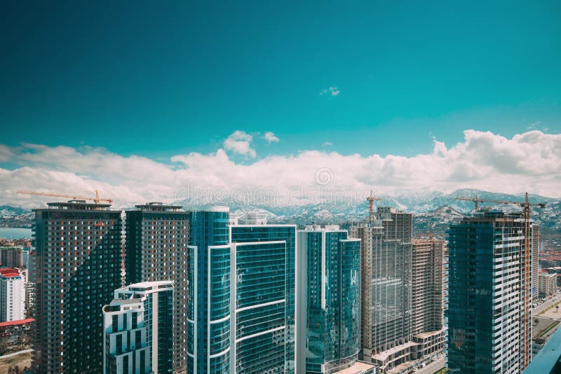 Construction Crane Working on Construction Development Site Area ...