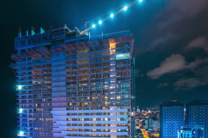 Construction Crane Working on Construction Development Site Area at ...