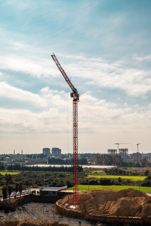 Construction Crane Working on Large Construction Site Stock Image ... Construction Crane Working on Large Construction Site Stock Image ...