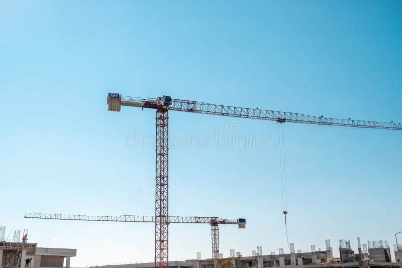 Construction Crane Working on Large Construction Site Stock Photo ... Construction Crane Working on Large Construction Site Stock Photo ...