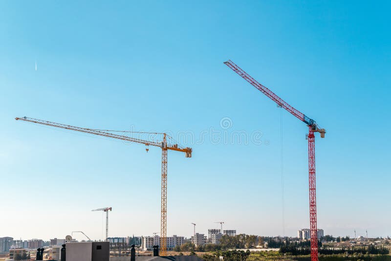 Construction Crane Working on Large Construction Site Stock Photo ... Construction Crane Working on Large Construction Site Stock Photo ...