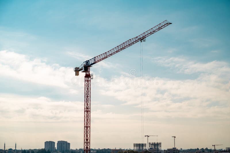 Construction Crane Working on Large Construction Site Stock Photo ...