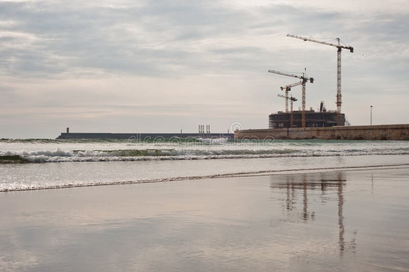 Construction Cranes on Beach Stock Image - Image of beach, condos: 29605099