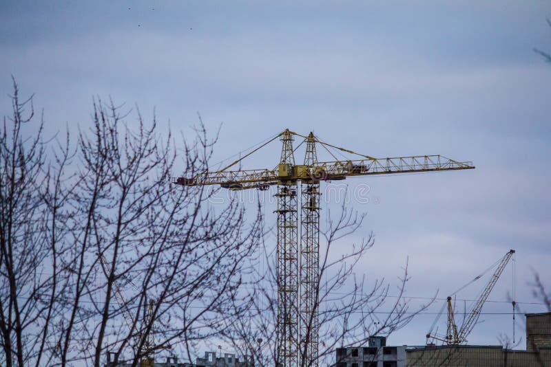 Construction Cranes Building a New House Stock Image - Image of kiev ...
