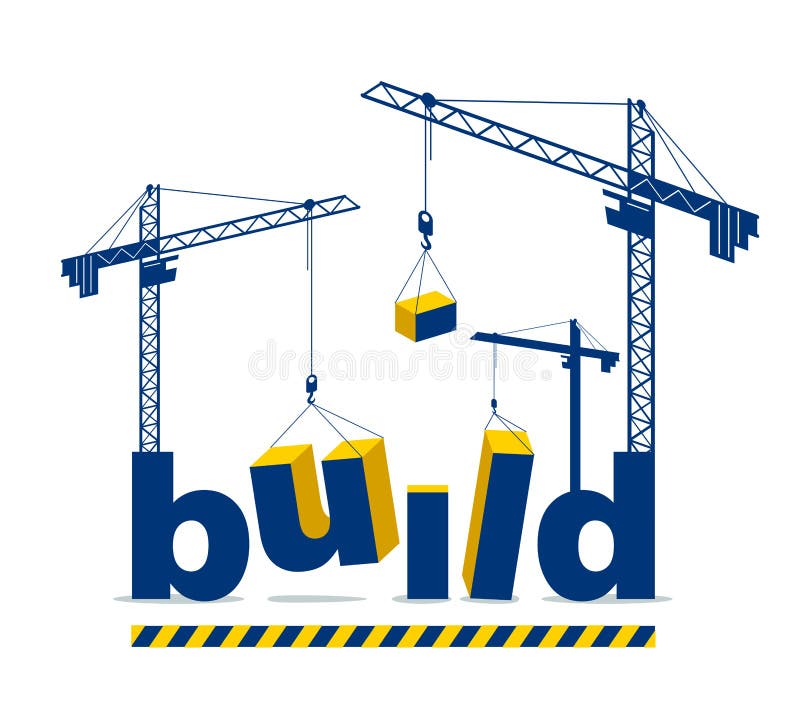 Construction Cranes Builds Construction Word Vector Concept Design ...