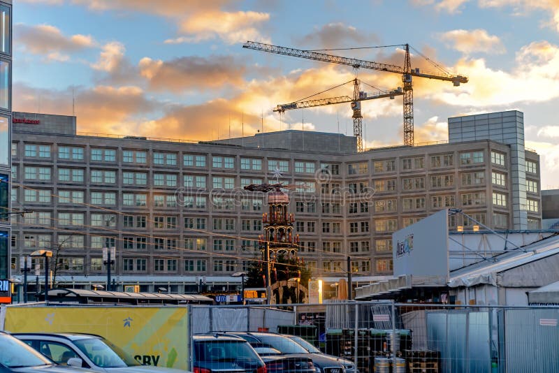 Construction Cranes in the Central Square in Berlin Editorial Photo ...