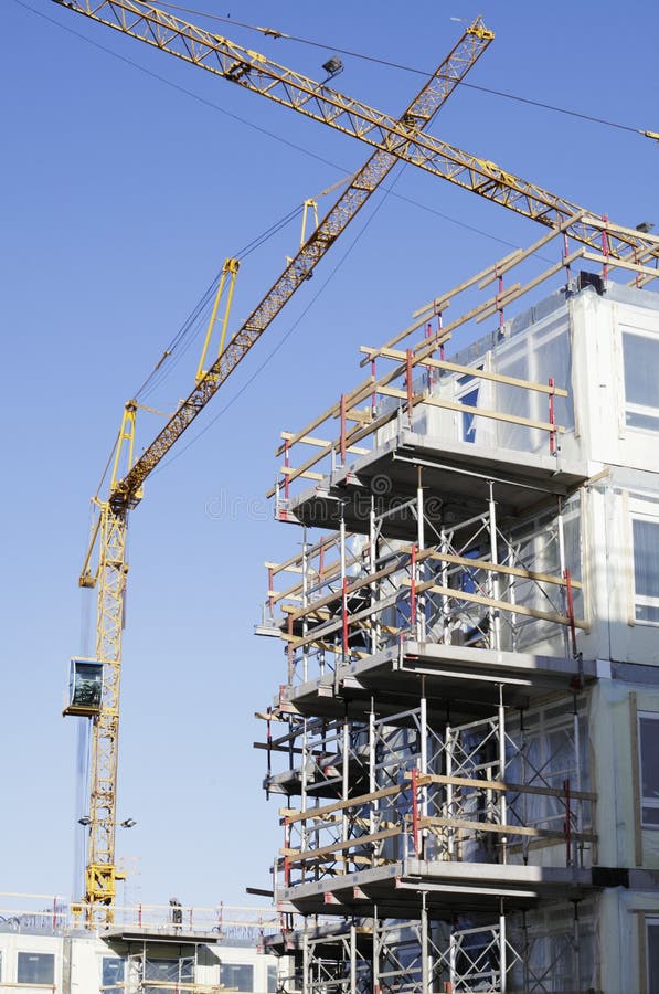 Construction -cranes Inside Building-site Stock Image - Image of ...