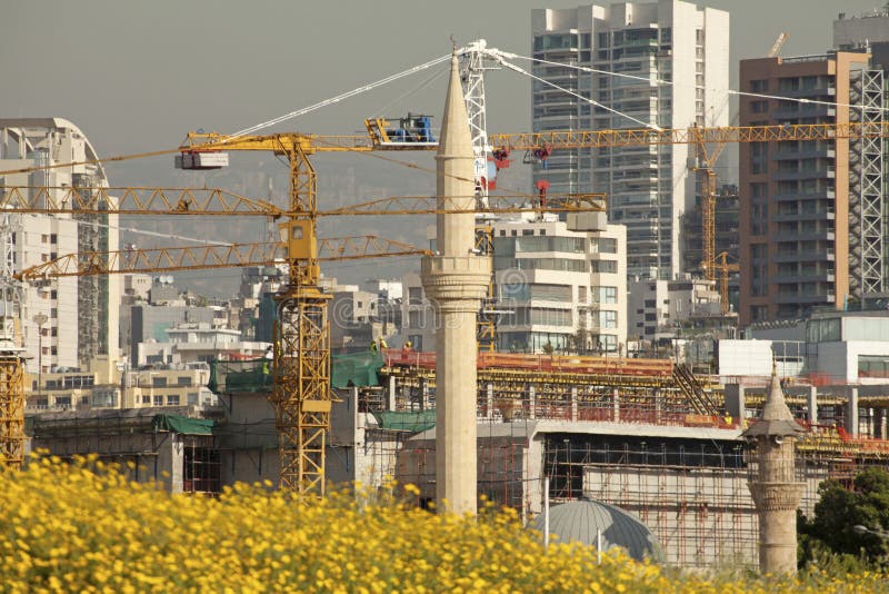 Construction Cranes, Lebanon Editorial Stock Photo - Image of building ...