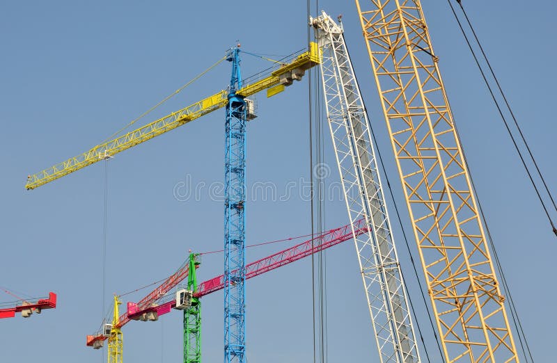 Construction cranes stock image. Image of metal, engineering - 77400761