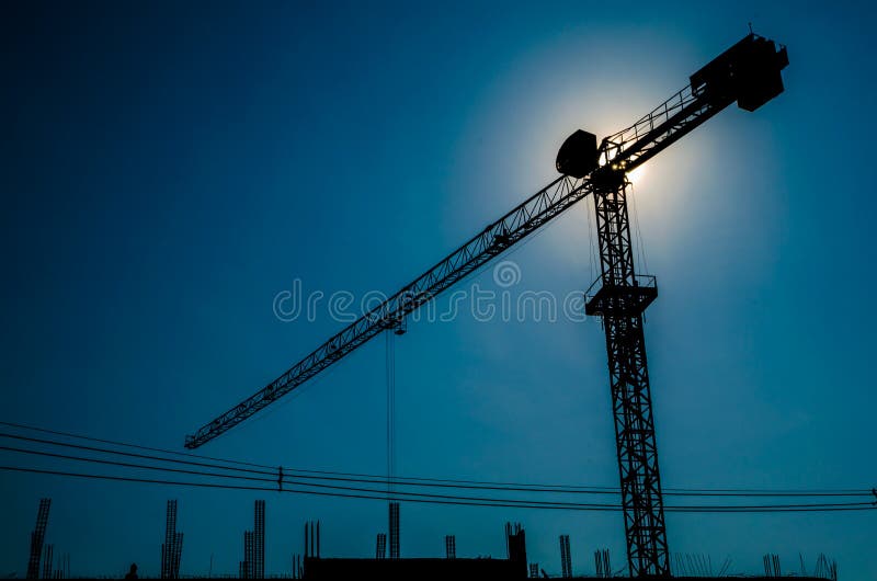 Construction Cranes and Sun Stock Photo - Image of building, back: 49623368