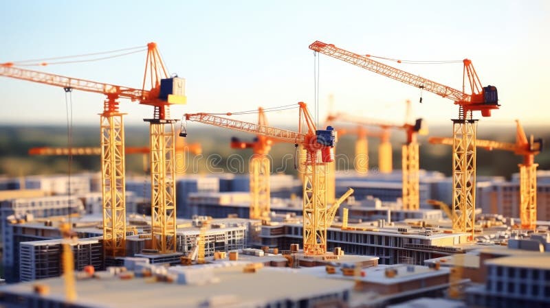 Construction Cranes on Top of a Building, Ideal for Construction and ...
