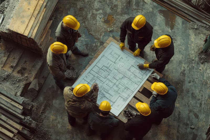 Construction Crew Analyzing Blueprints Worksite Stock Photos - Free & Royalty-Free Stock Photos ...