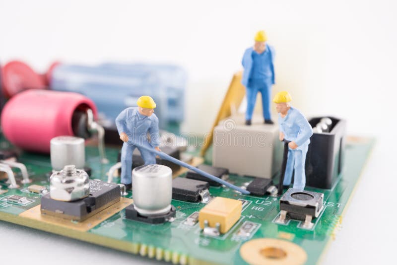 Construction Crew Fixing Circuit Stock Image - Image of small, service ...
