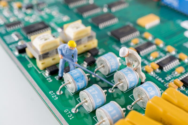 Construction Crew Fixing Circuit Stock Photo - Image of support, repair ...