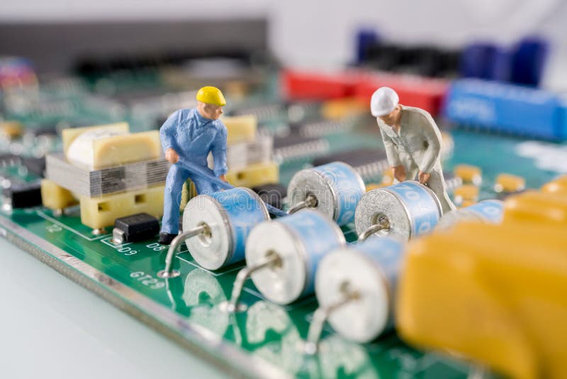 Construction Crew Fixing Circuit Stock Image - Image of mini, support ...