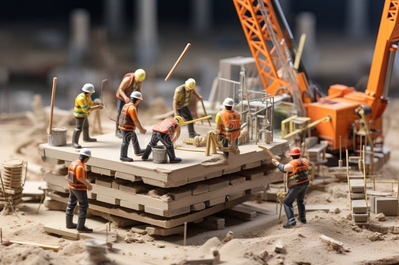 Construction Crew Working Together Stock Illustration - Illustration of ...