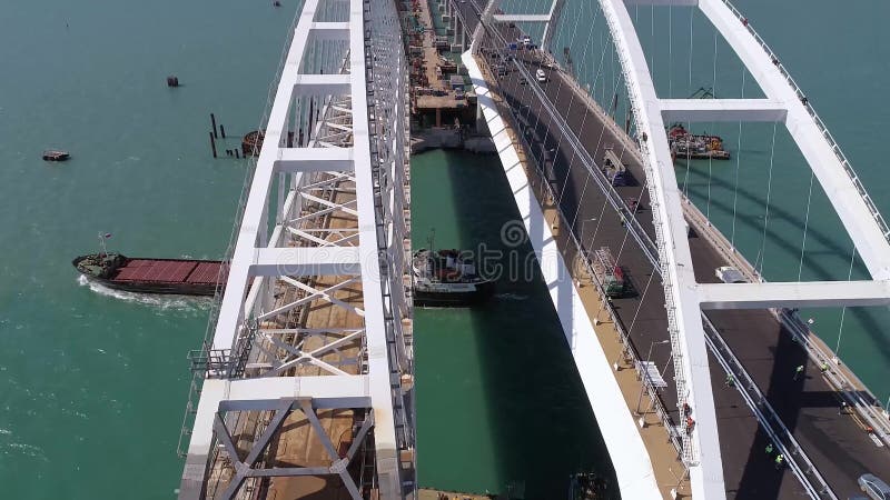 Construction of the Crimea Bridge on April 26, 2018 Stock Footage ...