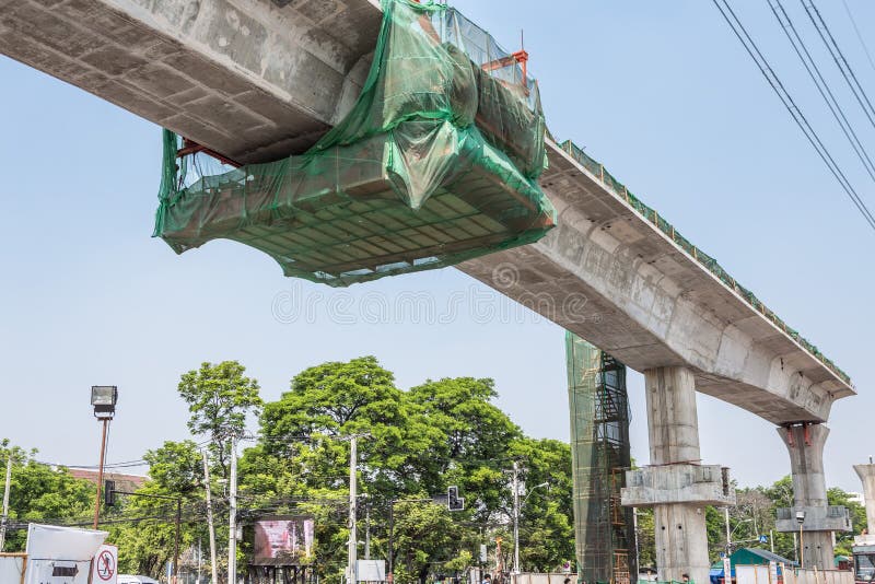Construction of Crossing Road Bridge in Bangkok Thailand Editorial ...