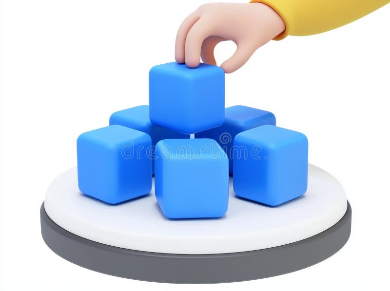 The Construction of a Cube Using 3D Blocks is Being Done by People ...