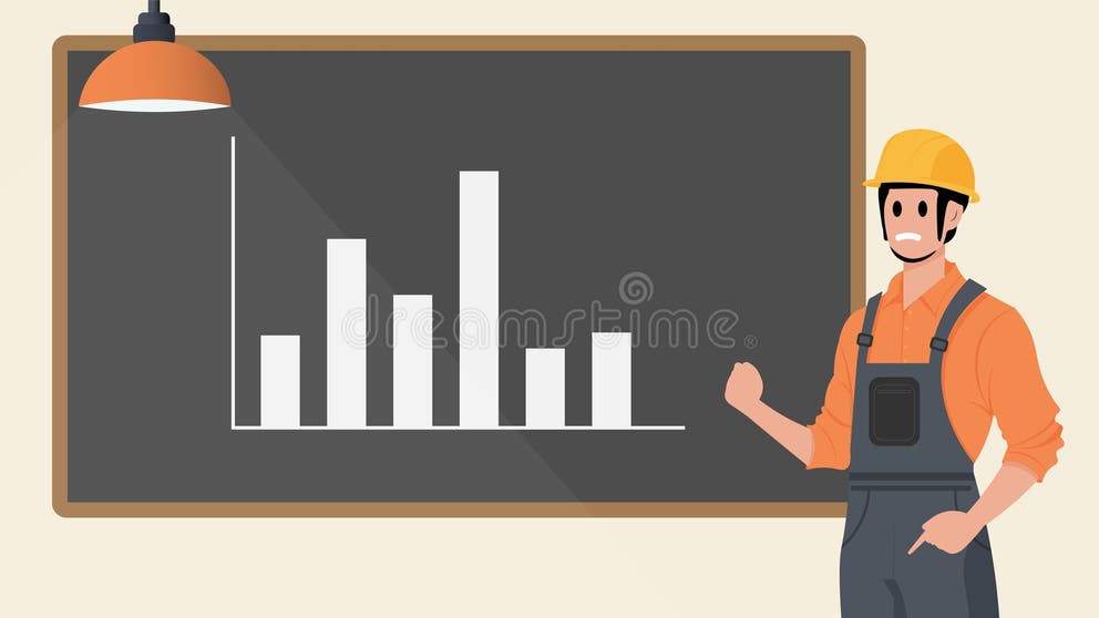 Construction Data Presentation: Bar Graph on Chalkboard Vector Illustration Stock Illustration ...